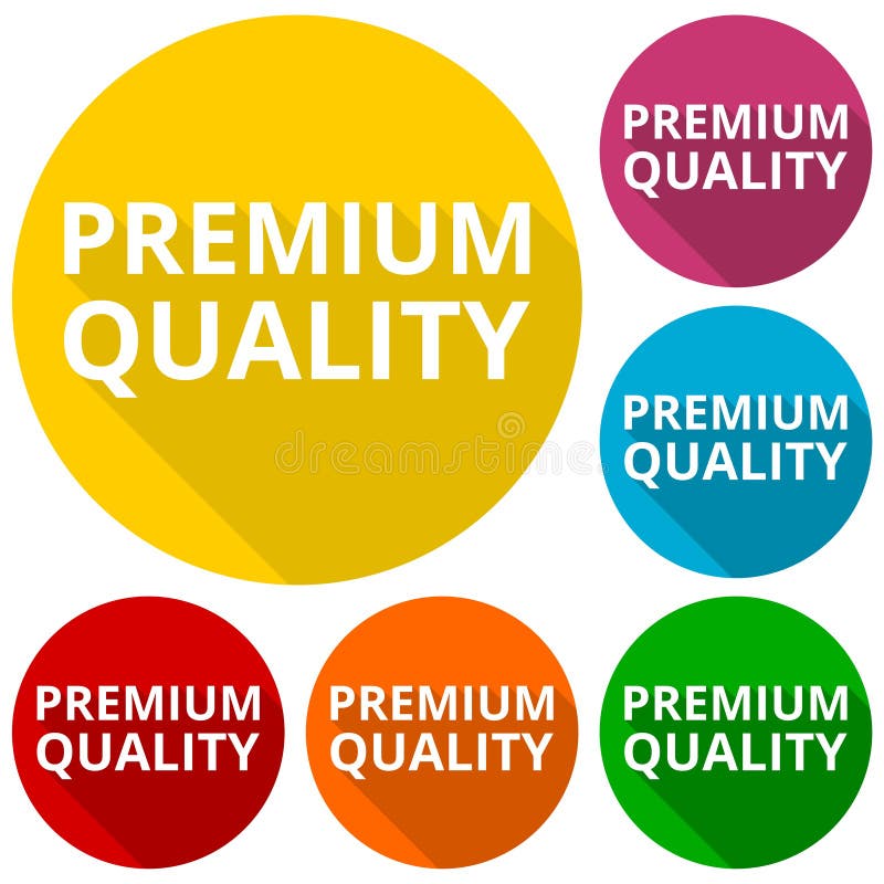 Premium Quality Icons Set with Long Shadow Stock Vector - Illustration ...