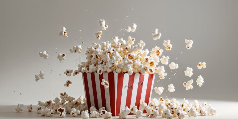 Premium Quality Image of Popcorn Spilling Out of a Red and White ...