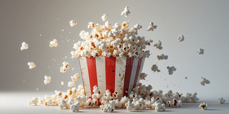 Premium Quality Image of Popcorn Spilling Out of a Red and White ...