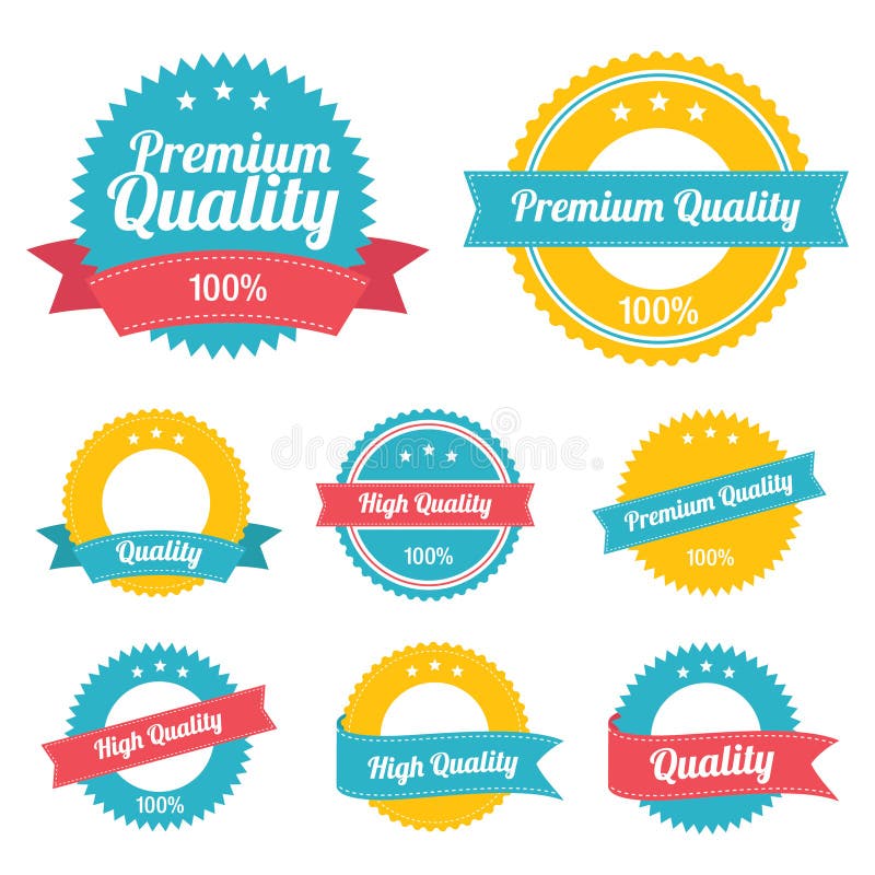 Gold Premium Quality Guarantee Labels Stock Vector - Illustration of ...