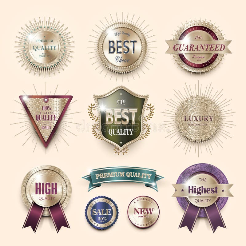 Elegant Pearl White Labels Set Stock Illustration - Illustration of ...