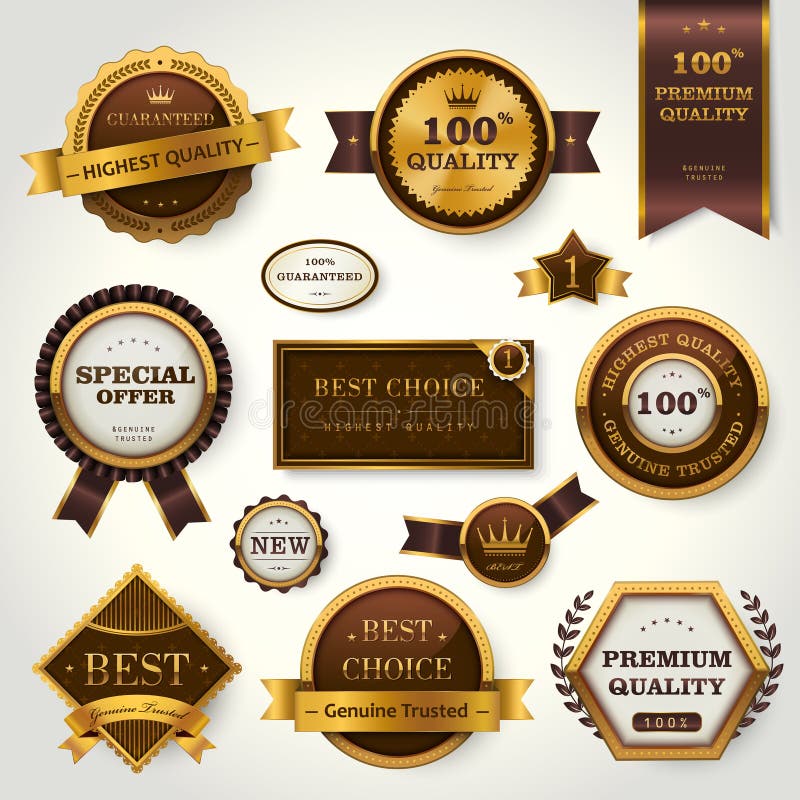Premium quality labels set stock illustration. Illustration of ...