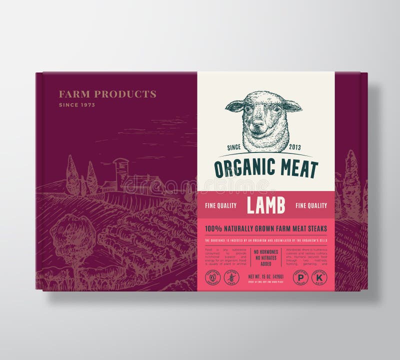 Premium Quality Lamb Mock Up. Organic Vector Meat Packaging Label ...