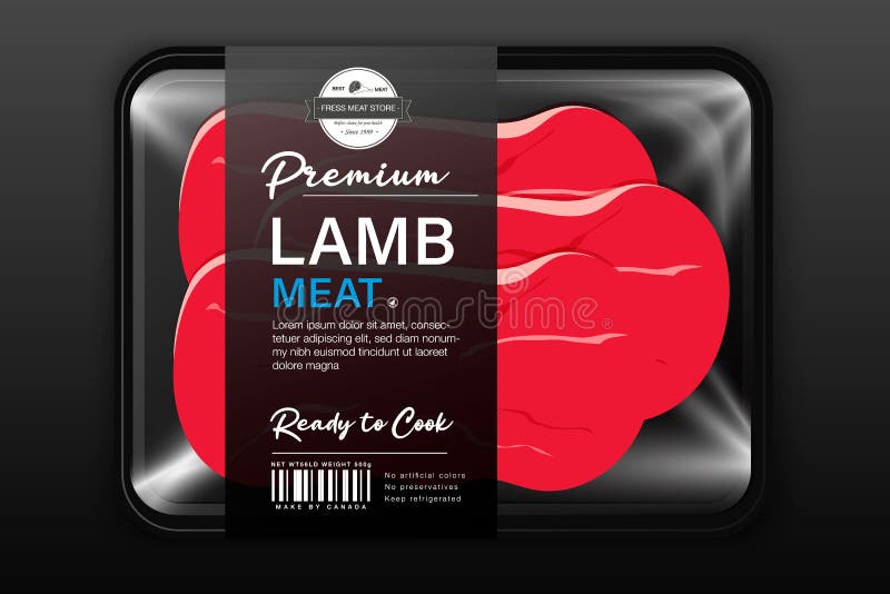 Premium Quality Lamb Pack. Abstract Vector Meat Plastic Tray Container ...