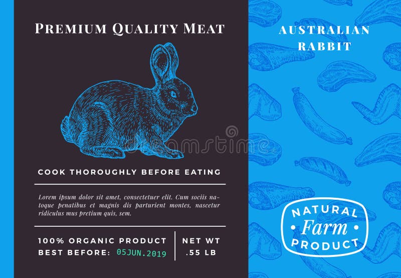 Premium Quality Meat Abstract Vector Rabbit Packaging Design or Label ...