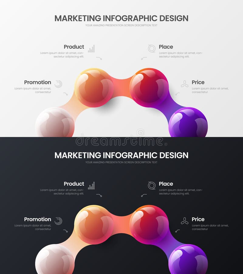 4 Option Marketing Colorful Balls Corporate Infographic Vector ...