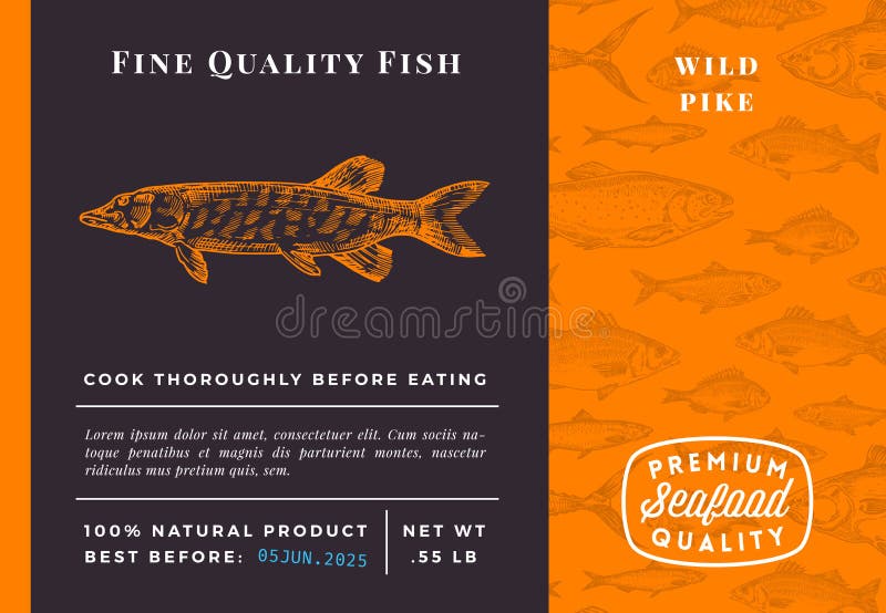 Premium Quality Pike Abstract Vector Packaging Design or Label. Modern ...