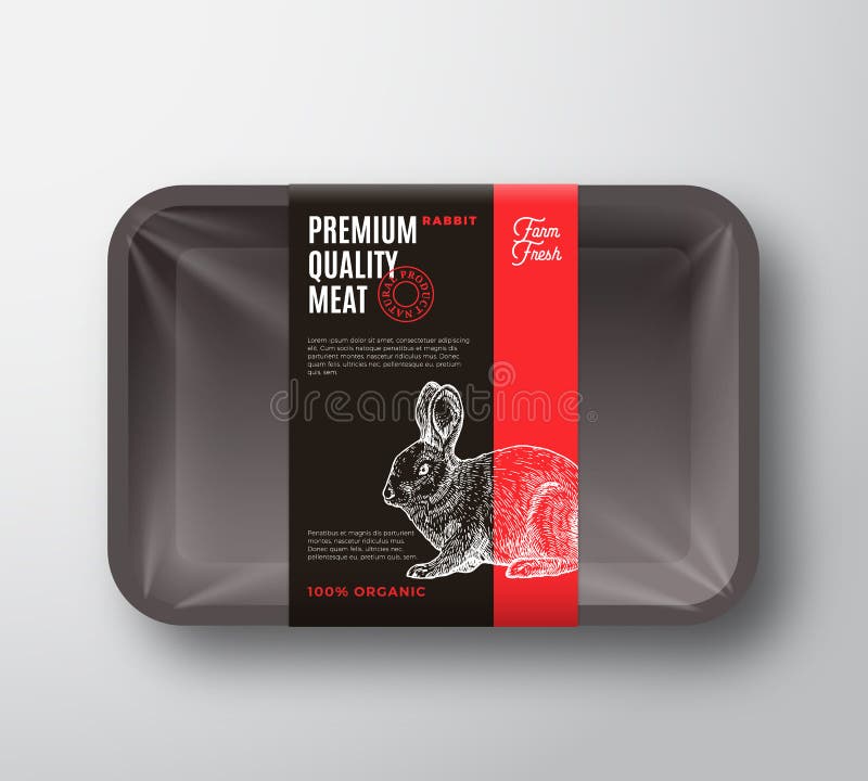 Meat Plastic Trays. Cartoon Raw Animal Products, Vacuum Wrap Packaging ...