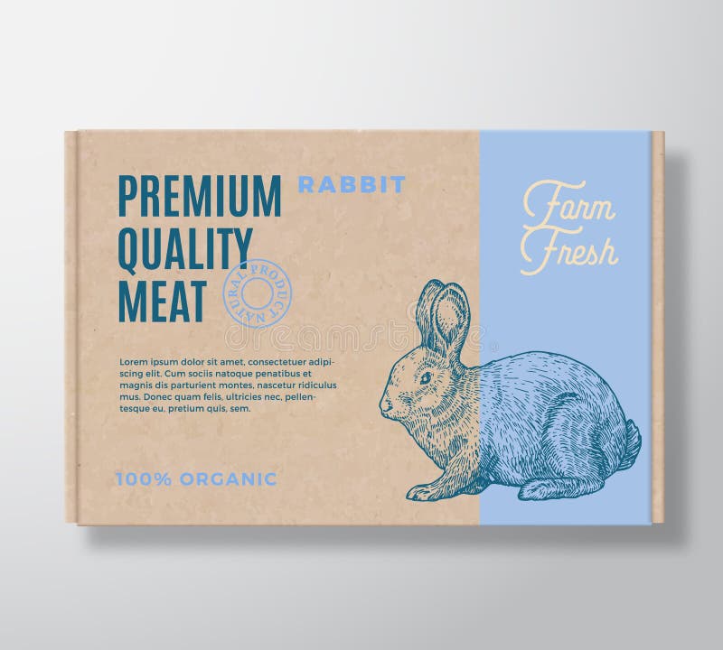 Premium Quality Rabbit Vector Meat Packaging Label Design on a Craft ...