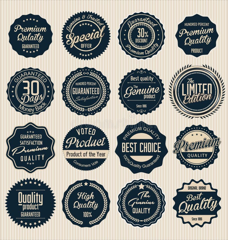 Premium, Quality Retro Vintage Labels Collection Stock Illustration ...
