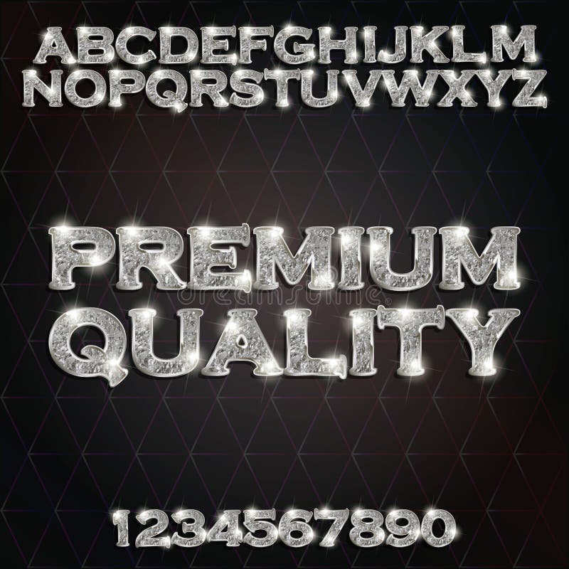 Premium Quality. Silver Glowing Alphabet Stock Illustration ...