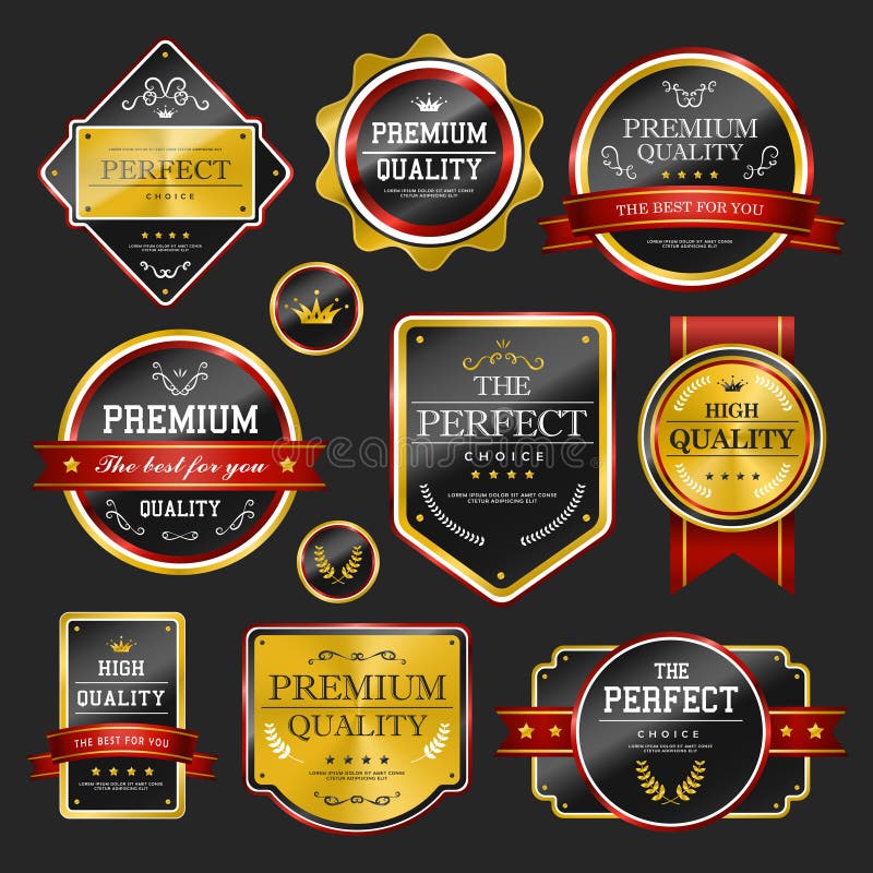 Premium Quality Sparkling Golden Labels Collection Stock Vector ...