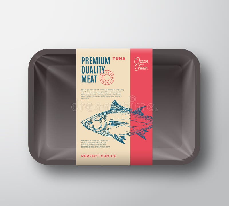Premium Quality Tuna Pack. Abstract Vector Fish Plastic Tray Container ...
