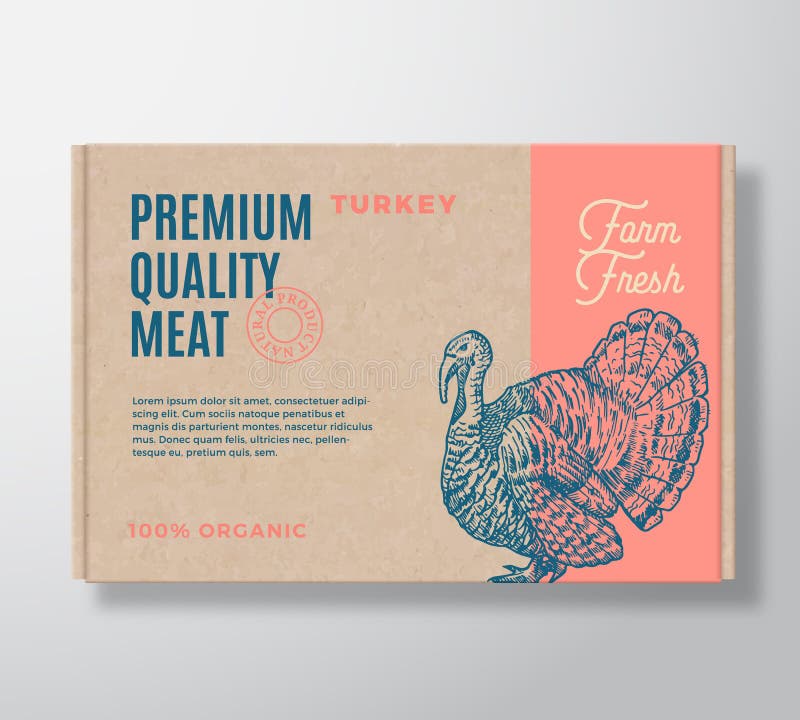 Premium Quality Turkey Vector Meat Packaging Label Design on a Craft ...