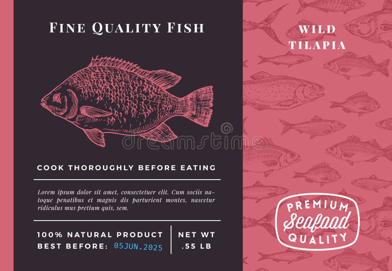 Premium Quality Wild Tilapia Abstract Vector Packaging Design or Label ...
