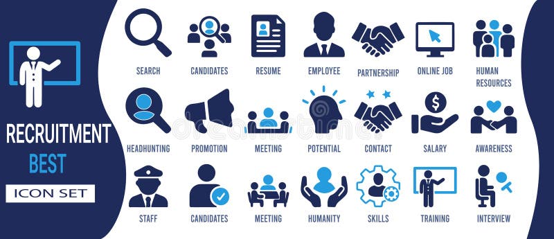 A Premium Recruitment Icon Set Featuring Candidates, Resumes, Skills ...