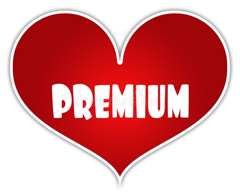 PREMIUM on Red Heart Sticker Label. Stock Illustration - Illustration ...