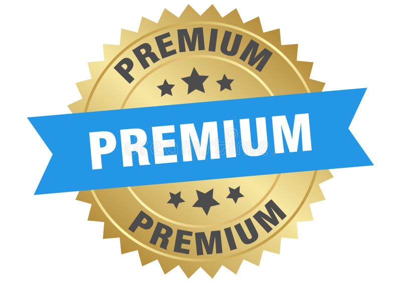 Premium. Premium Round Blue and Gold Label Isolated on Transparent ...