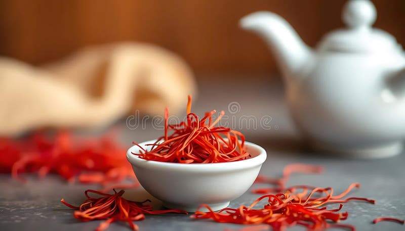 Saffron Spice in White Bowl Stock Illustration - Illustration of online ...