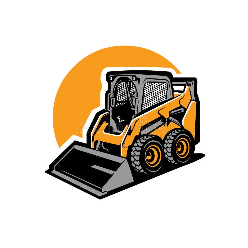 Skid Steer Loader Vector Design. Bulldozer Silhouette Monochrome ...