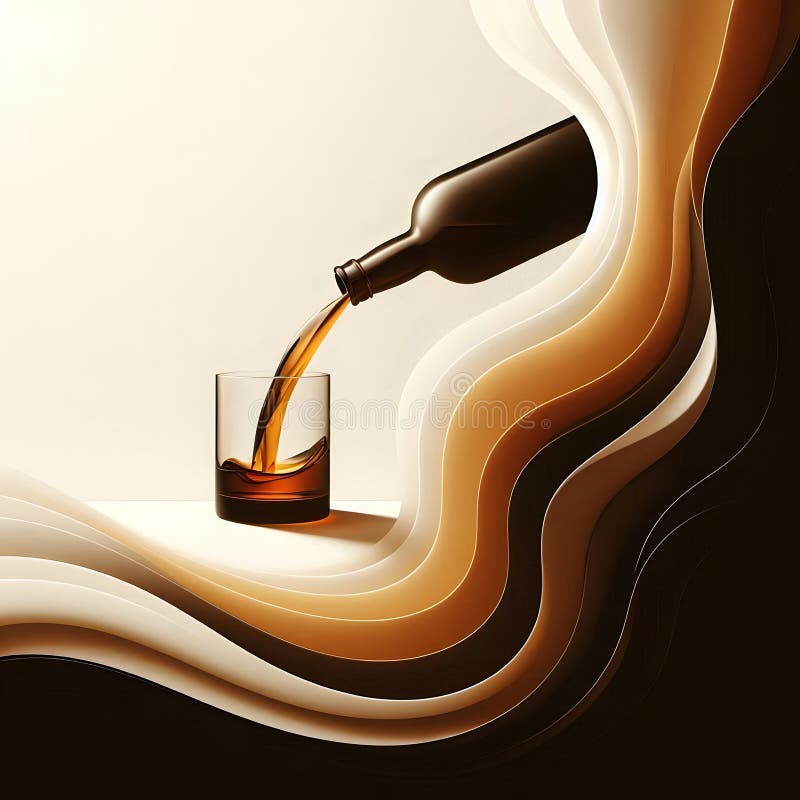 Premium Spirit Pour with Golden Abstract Stream and Elegant Movement ...