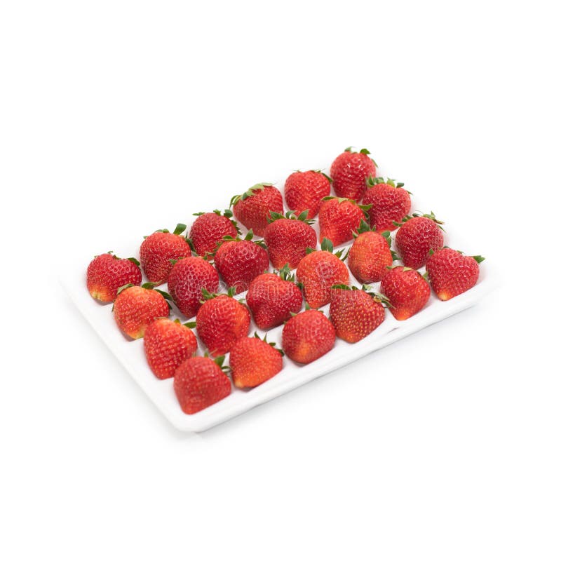 Premium Strawberry in Polystyrene Foam Tray Isolate on White Background ...