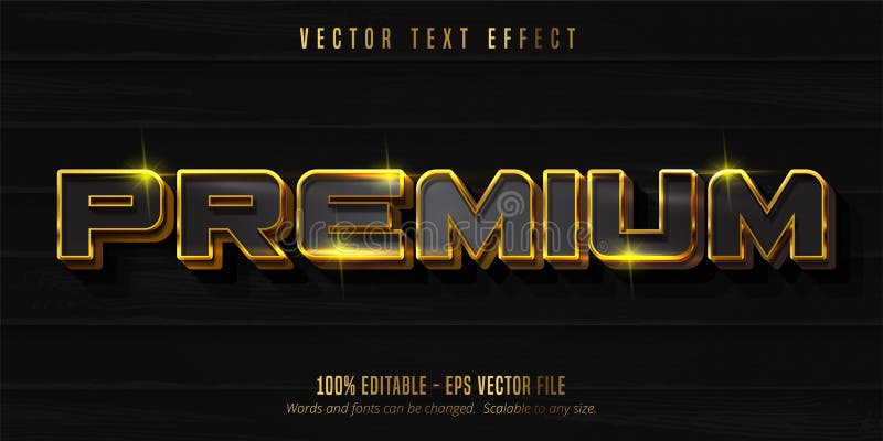 Premium Text, Shiny Gold and Black Style Editable Text Effect Stock Vector - Illustration of ...