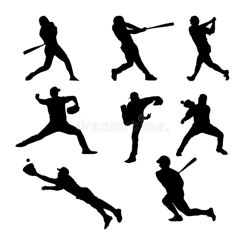 Premium Vector Black Silhouettes of Baseball Players Stock Vector ...