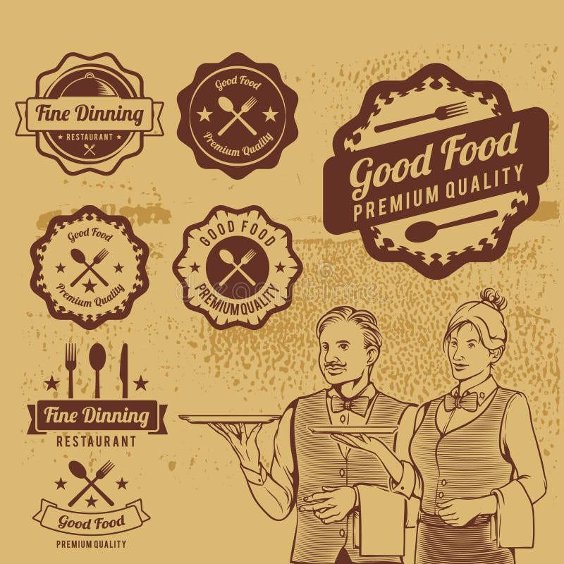 Premium Vintage Food Badges Vector Stock Vector - Illustration of ...