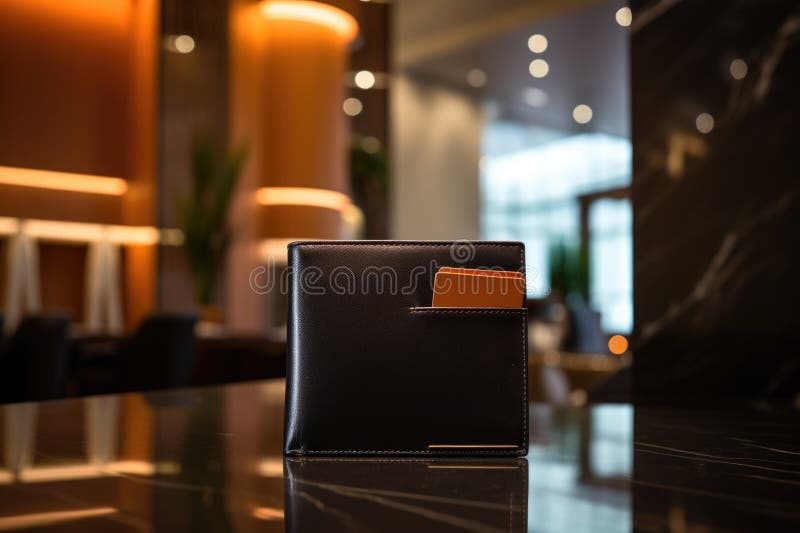 Premium Wallet Leather on the Desk Stock Illustration - Illustration of ...