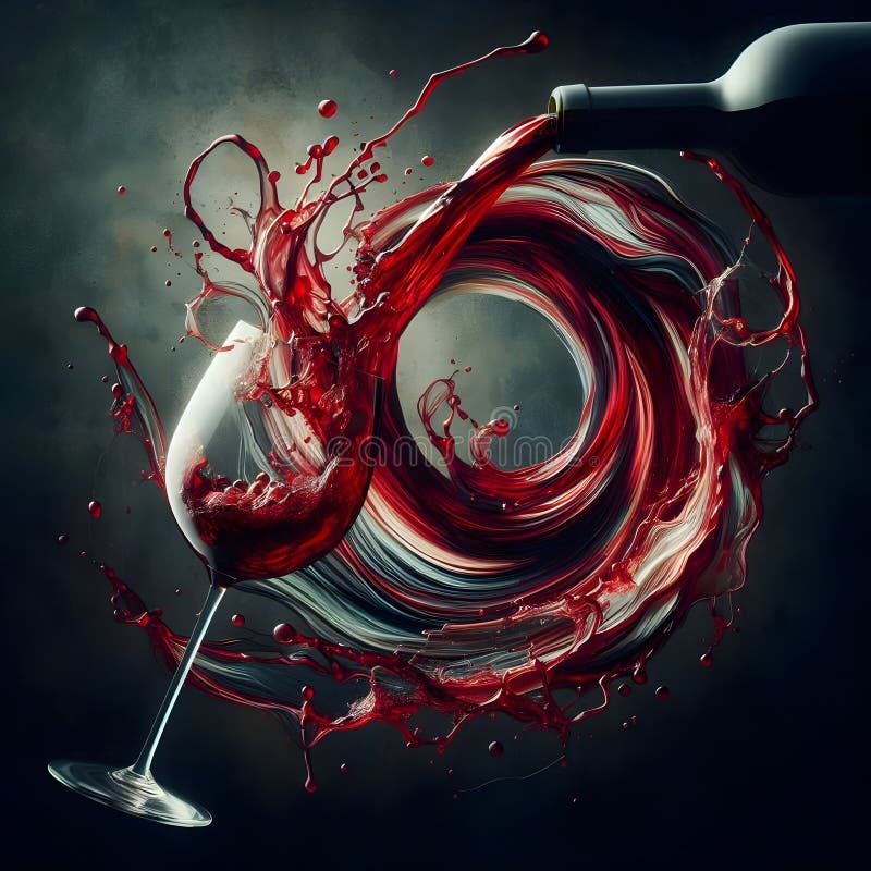 Premium Wine Pour with Burgundy Circular Pattern and Dynamic Flow ...