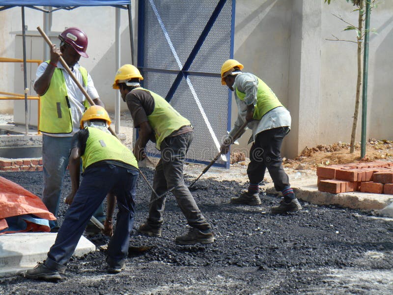 Premix Work by Construction Workers. Editorial Photo - Image of leveled ...