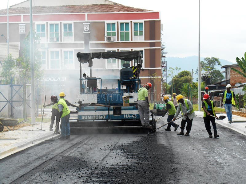 Premix Work by Construction Workers. Editorial Photo - Image of leveled ...