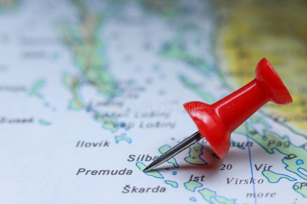 Premuda Island, Croatia Pin on Map Stock Image - Image of place ...