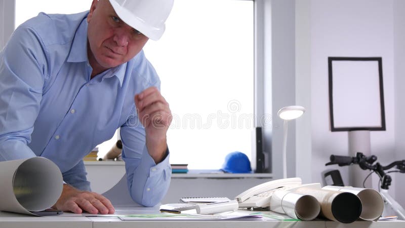 Preoccupied Busy Tired and Bored Engineer Portrait in Office Looking To ...