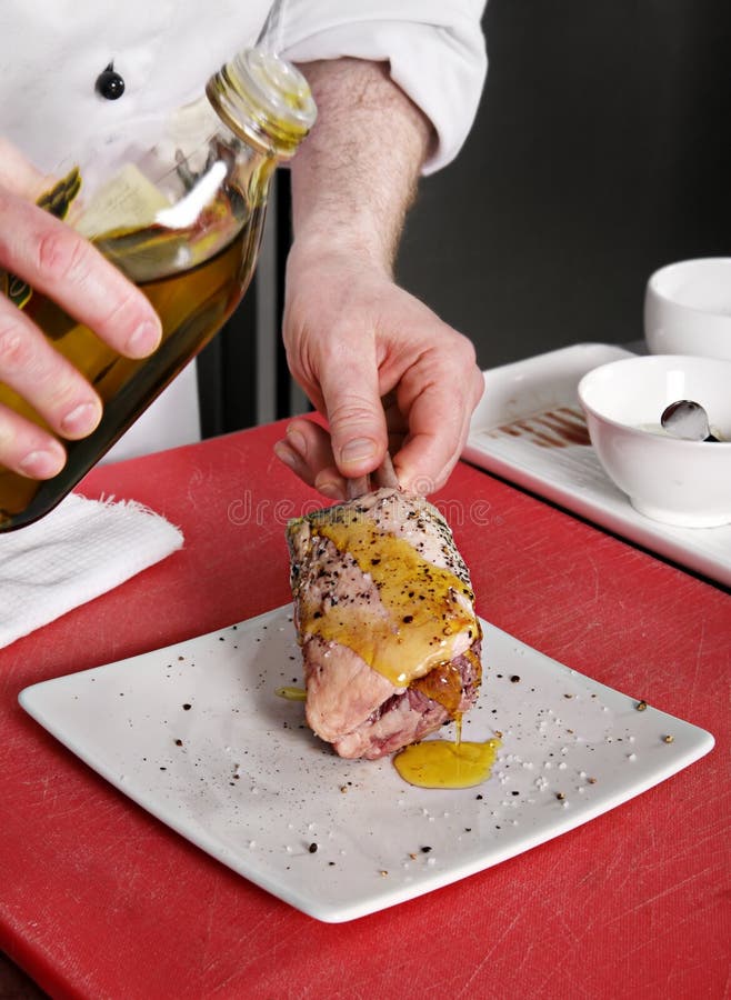 Prepaling lamb meat stock image. Image of kitchen, hand - 10256969