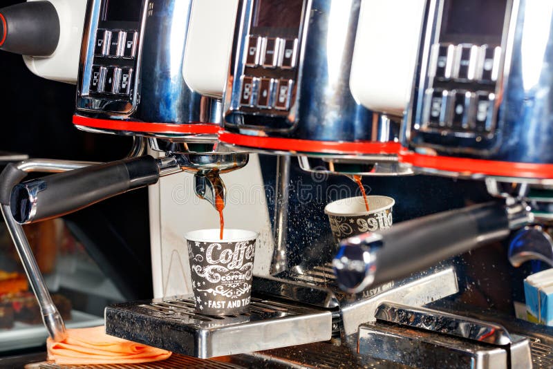 Modern Coffee Machines Brew Excellent Aromatic Coffee Stock Photo ...