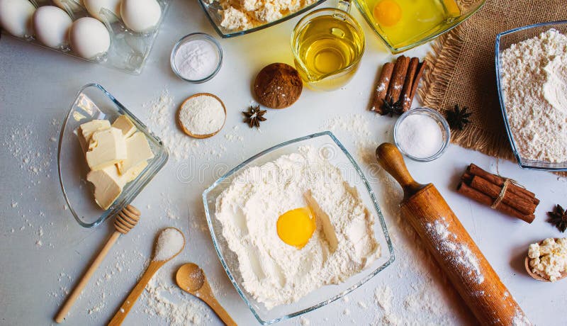 Preparation for Baking. Culinary Concept. Top View Stock Image - Image ...