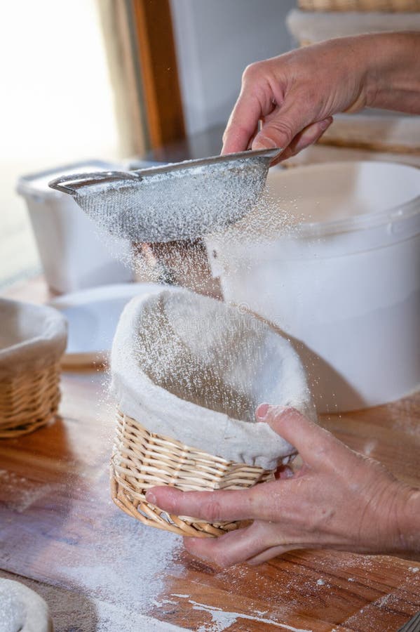 Working in a Backery with Flour Stock Photo - Image of cuisine, food ...