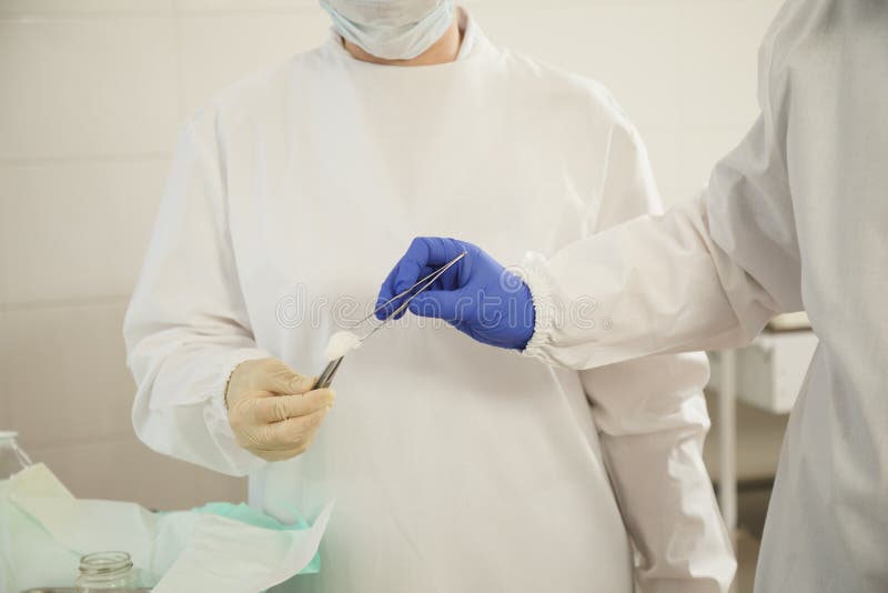 Preparation for the Beginning of Surgical Operation with a Cut Stock ...