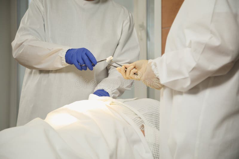 Preparation for the Beginning of Surgical Operation with a Cut Stock ...