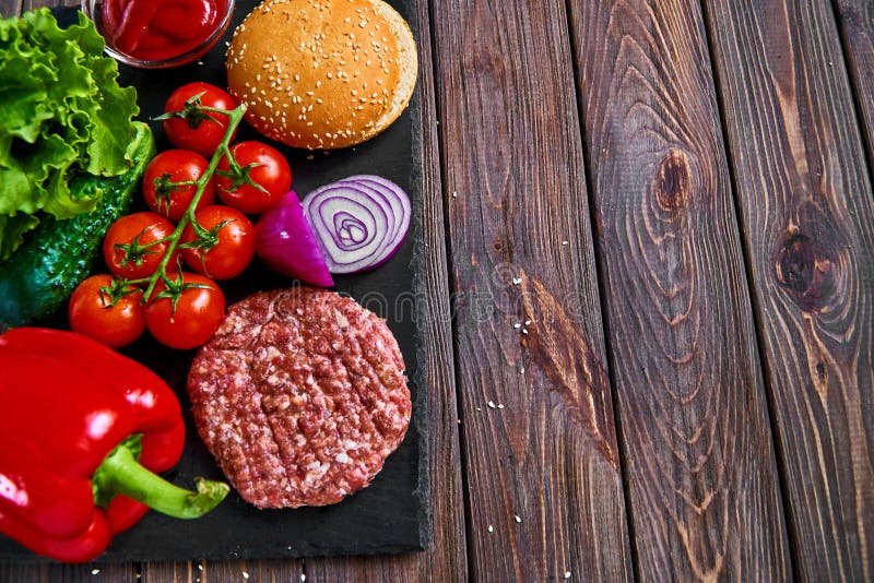 Preparation of burger stock image. Image of freshness - 112411855