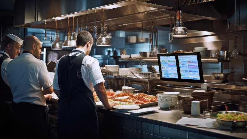 Preparation Busy Commercial Kitchen Stock Illustration - Illustration ...