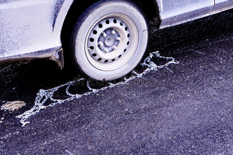 Preparation Chain To Wrap Car Wheel Stock Image - Image of preparation ...