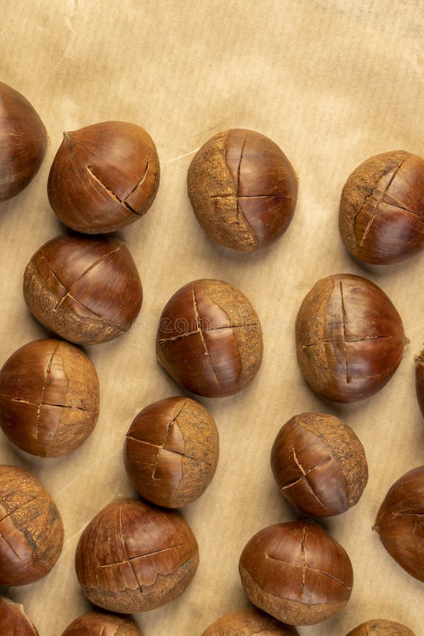 Preparation by Cutting the Shells of Edible Chestnut Nuts for Baking ...