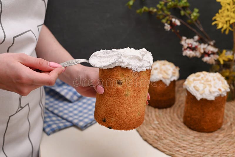 Preparation of Easter Cakes. Close-up Stock Image - Image of table ...