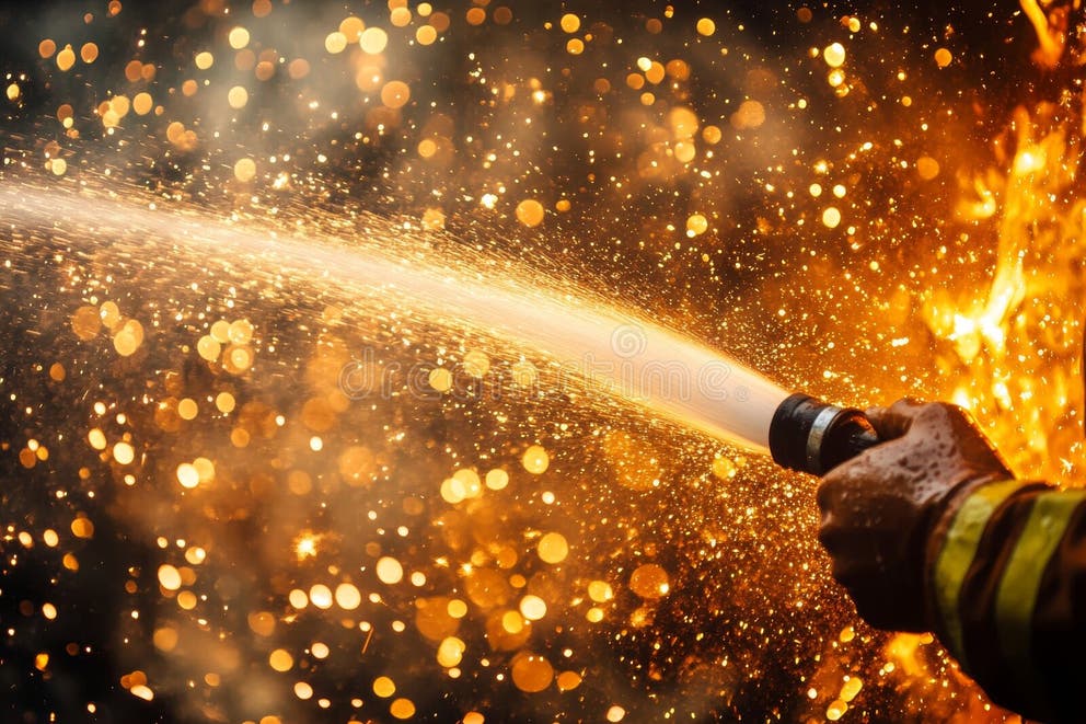 In Preparation for an Emergency, Water is Being Sprayed on a Fire ...