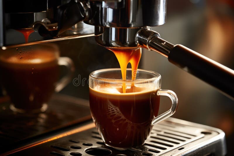 Close-up of Espresso Pouring from Coffee Machine. Stock Illustration ...