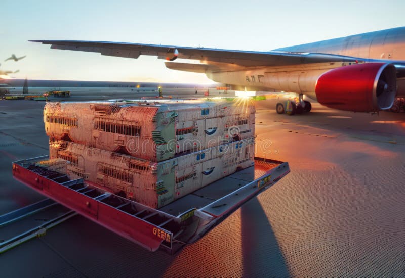 Loading Platform of Air Freight To the Aircraft Stock Illustration ...