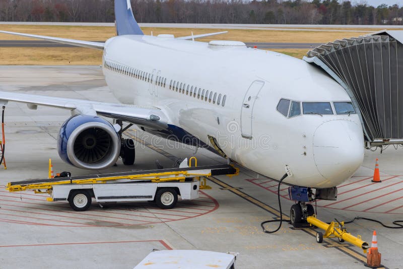Preparation before Flight with Loading of Cargo Containers To Airplane ...